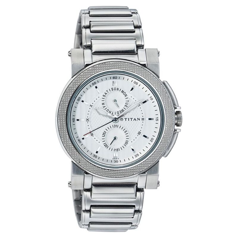 Buy Online Titan White Dial Quartz Leather Strap Watch for Men ...