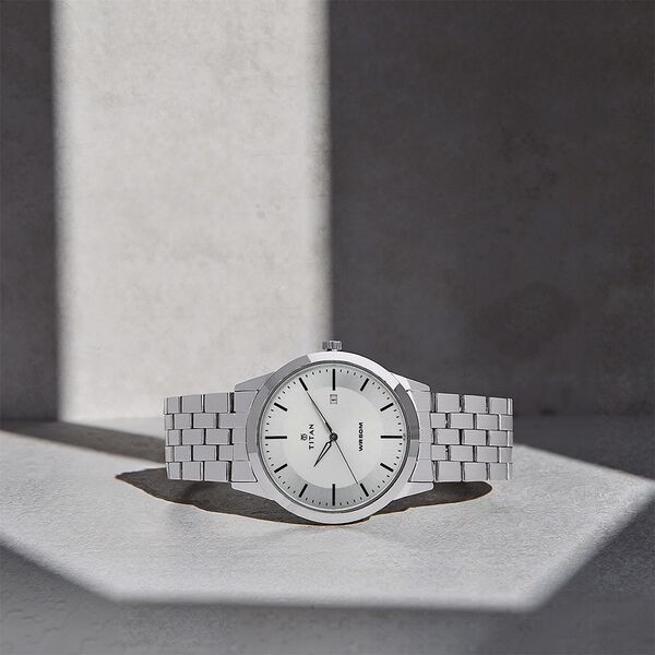 Buy Online Titan Quartz Analog with Date White Dial Stainless Steel ...