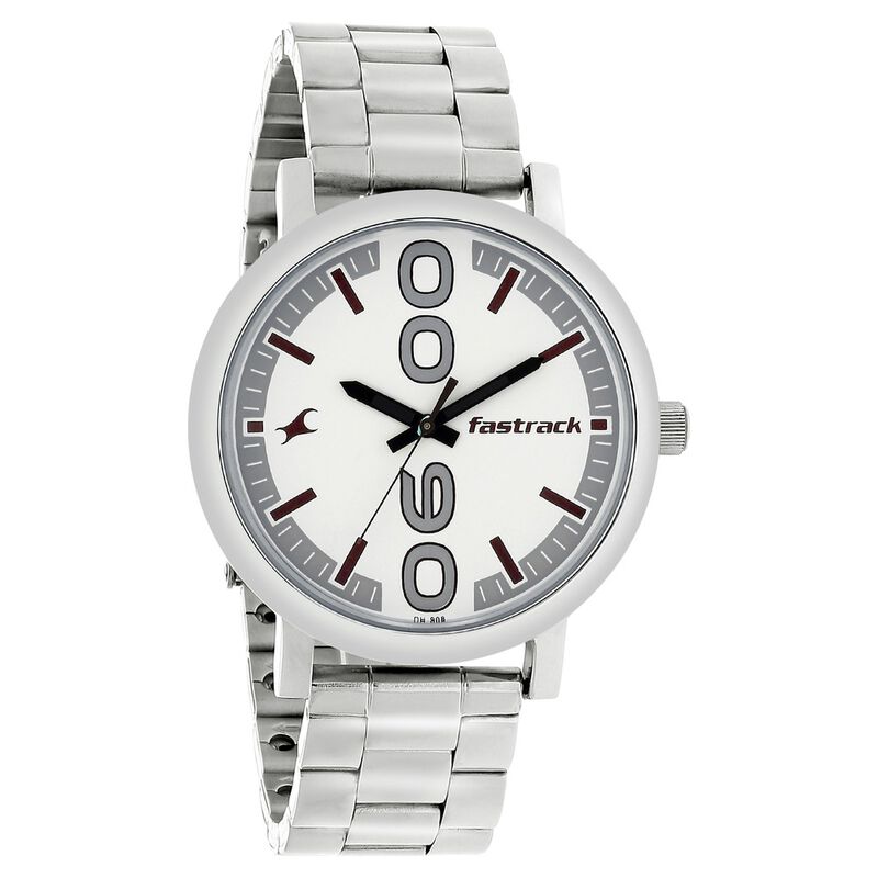 Buy Online Fastrack Bold Quartz Analog White Dial Stainless Steel Strap ...