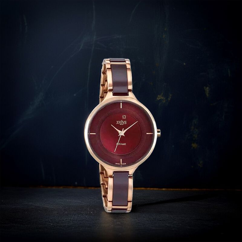 Buy Online Xylys Quartz Analog Mother Of Pearl Dial Steel & Ceramic ...