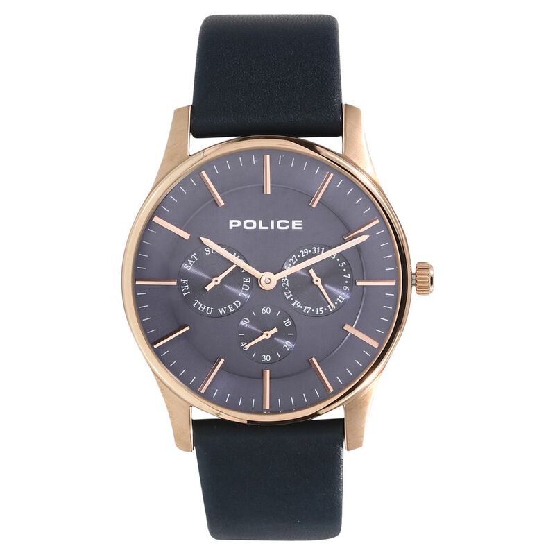 Buy Online Police Quartz Multifunction Blue Dial Leather Strap Watch ...