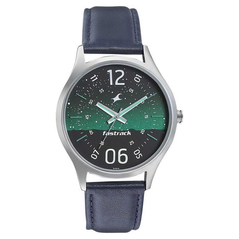 Buy Online Fastrack Space Rover Quartz Analog Green Dial Leather Strap ...