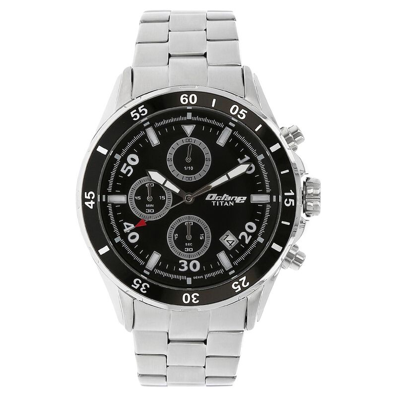 Buy Online Titan Quartz Chronograph Black Dial Stainless Steel Strap ...