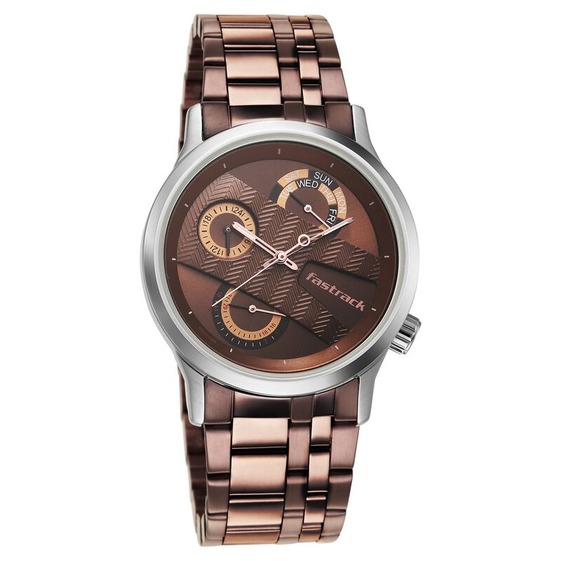 Buy Online Fastrack Exuberant Quartz Multifunction Brown Dial Metal ...