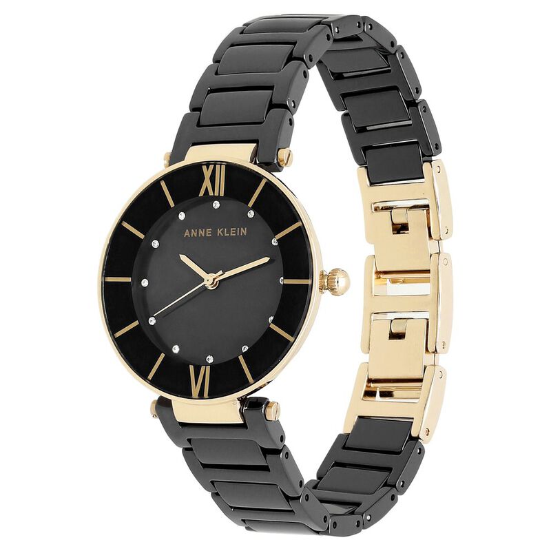 Buy Online Anne Klein Quartz Analog Black Dial Ceramic Strap Watch for ...