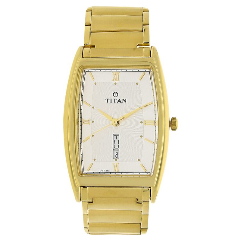 Buy Online Titan Quartz Analog with Day and Date Silver Dial Stainless ...
