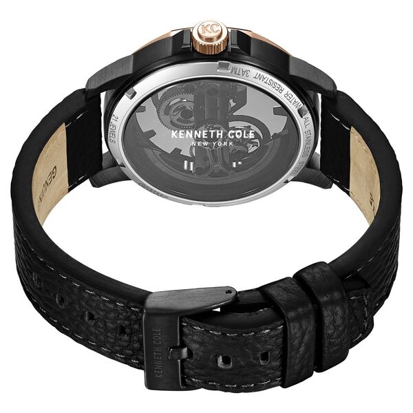 Buy Online Kenneth Cole Automatic Black Dial Black Leather Strap Watch ...