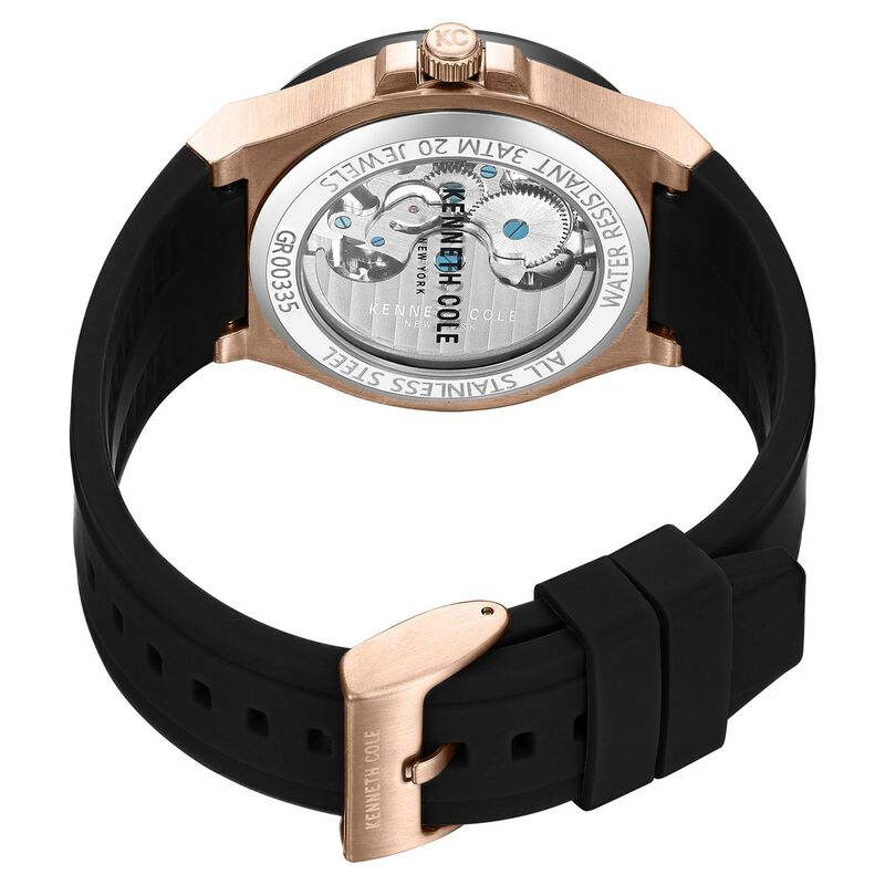 Buy Online Kenneth Cole Automatic Black Dial Stainless Steel Strap ...