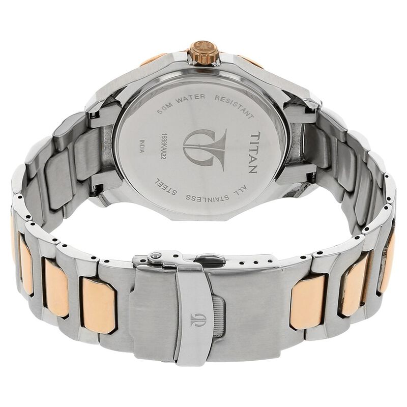 Buy Online Titan Quartz Multifunction Black Dial Stainless Steel Strap ...