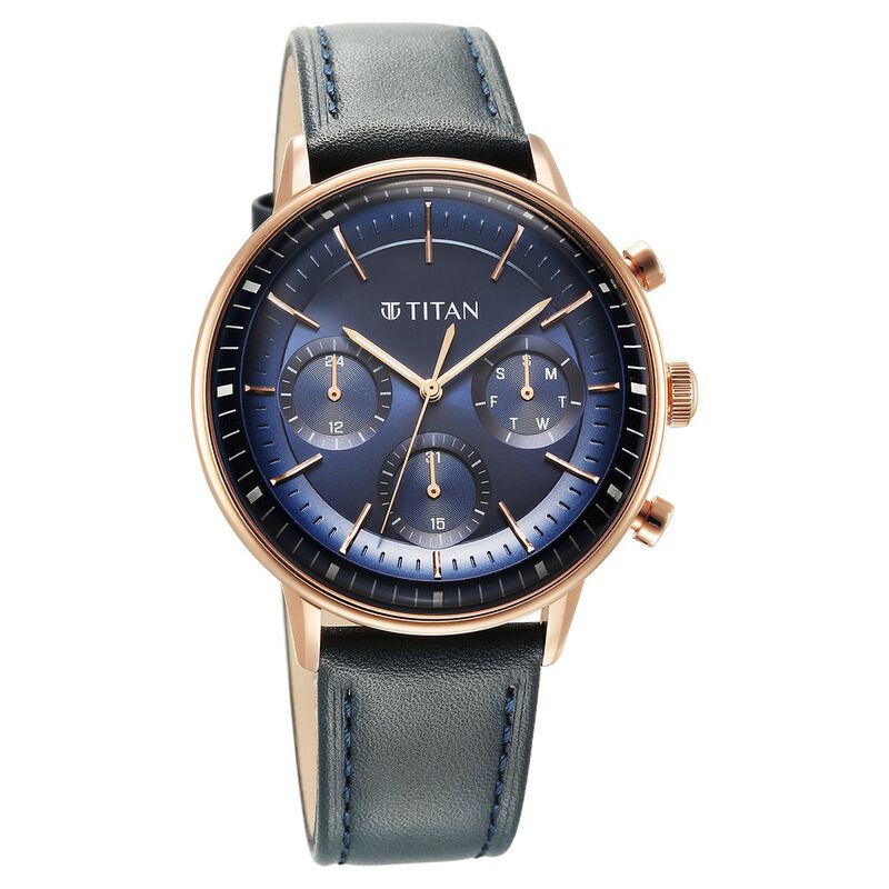 Buy Online Titan Light Leathers Quartz Multifunction Blue Dial ...