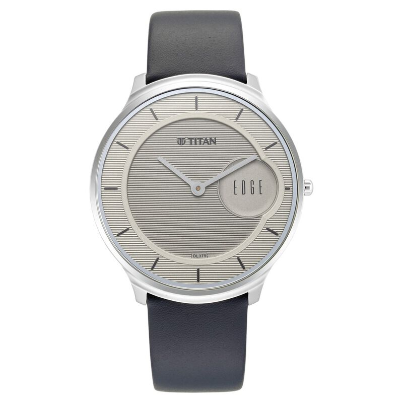 Buy Online Titan Edge Baseline Grey Dial Analog Leather Strap watch for ...