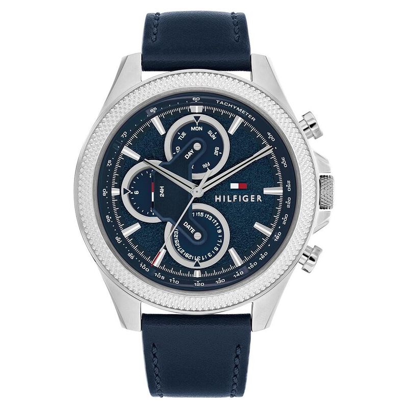 Buy Online Tommy Hilfiger Quartz Multifunction Blue Dial Blue Leather ...