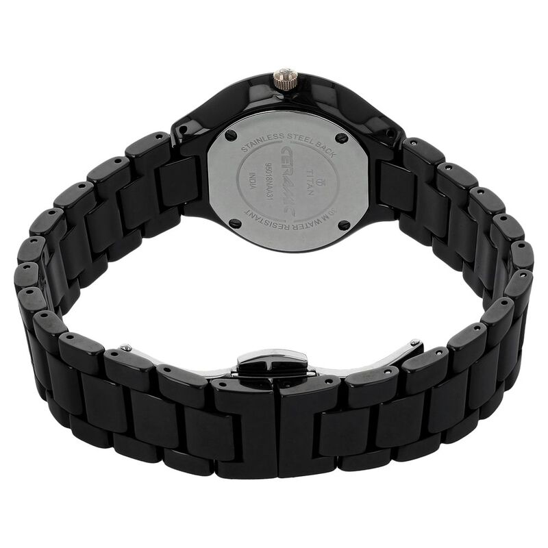 Buy Online Titan Quartz Analog Black Dial Ceramic Strap Watch for Women ...