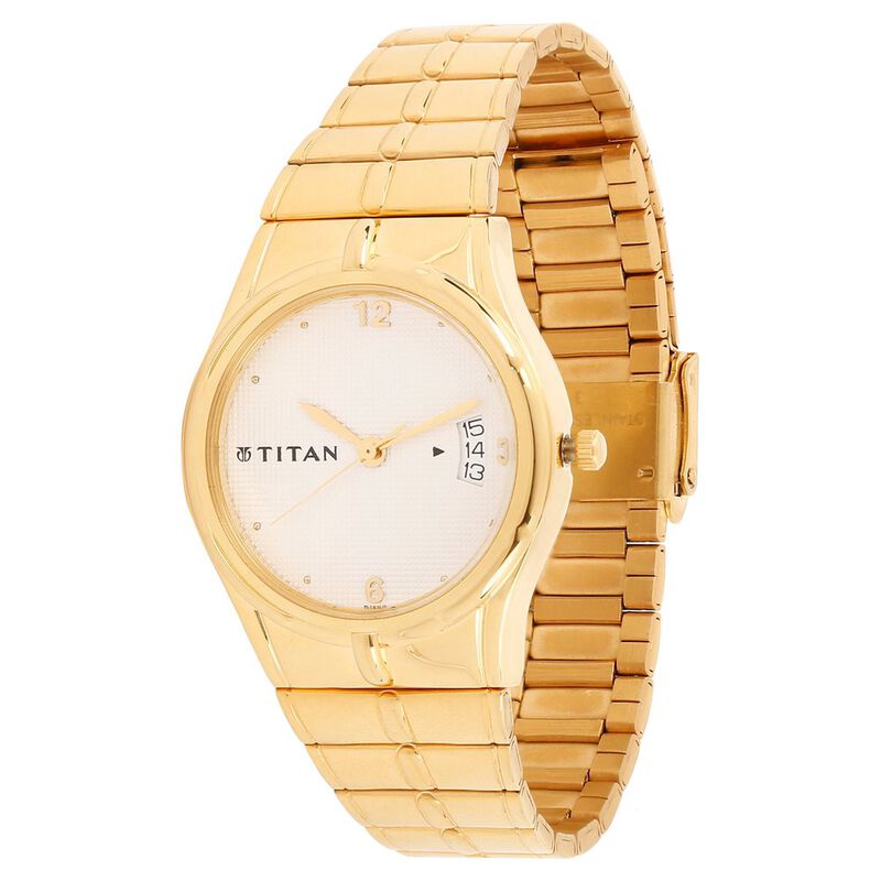 Buy Online Titan Quartz Analog with Date White Dial Metal Strap Watch ...