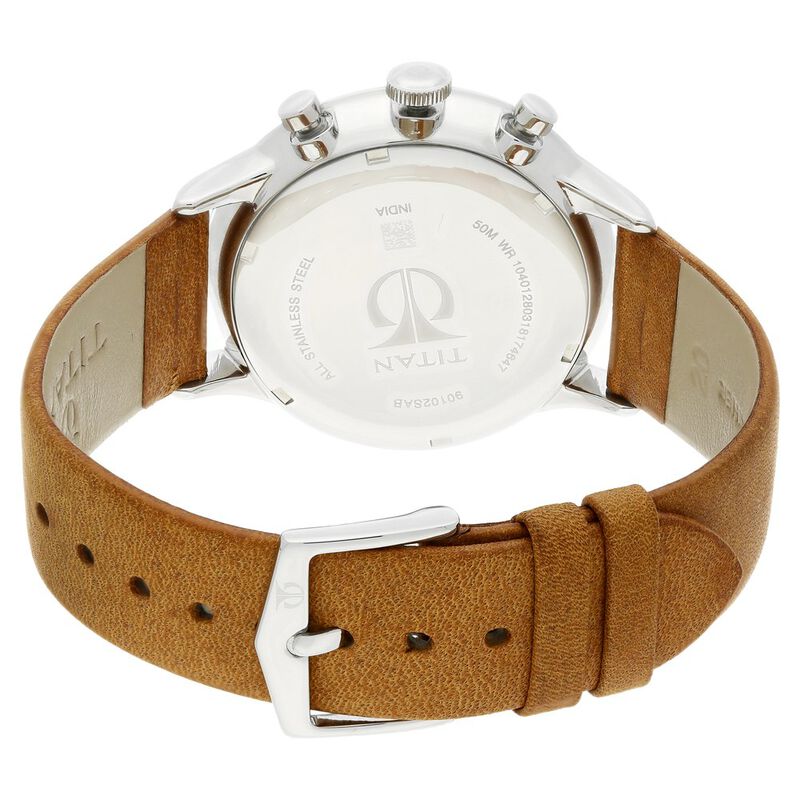 Buy Online Titan Quartz Multifunction Silver Dial Leather Strap Watch ...