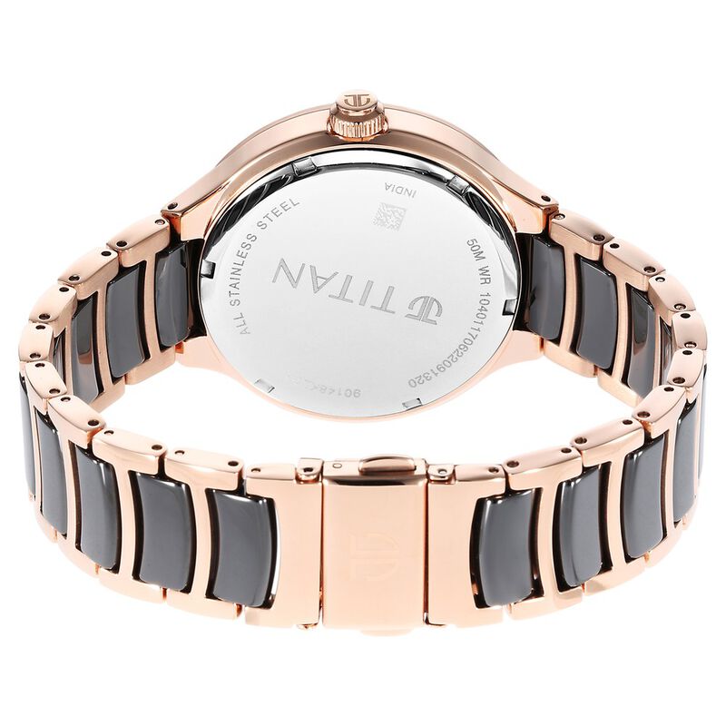 Buy Online Titan Ceramic Fusion Quartz Multifunction Black Dial Rose ...