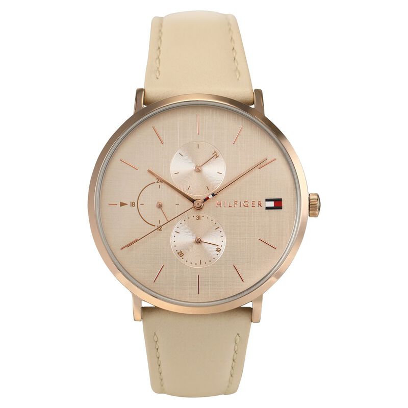 Buy Online Tommy Hilfiger Quartz Multifunction Pink Dial Leather Strap ...