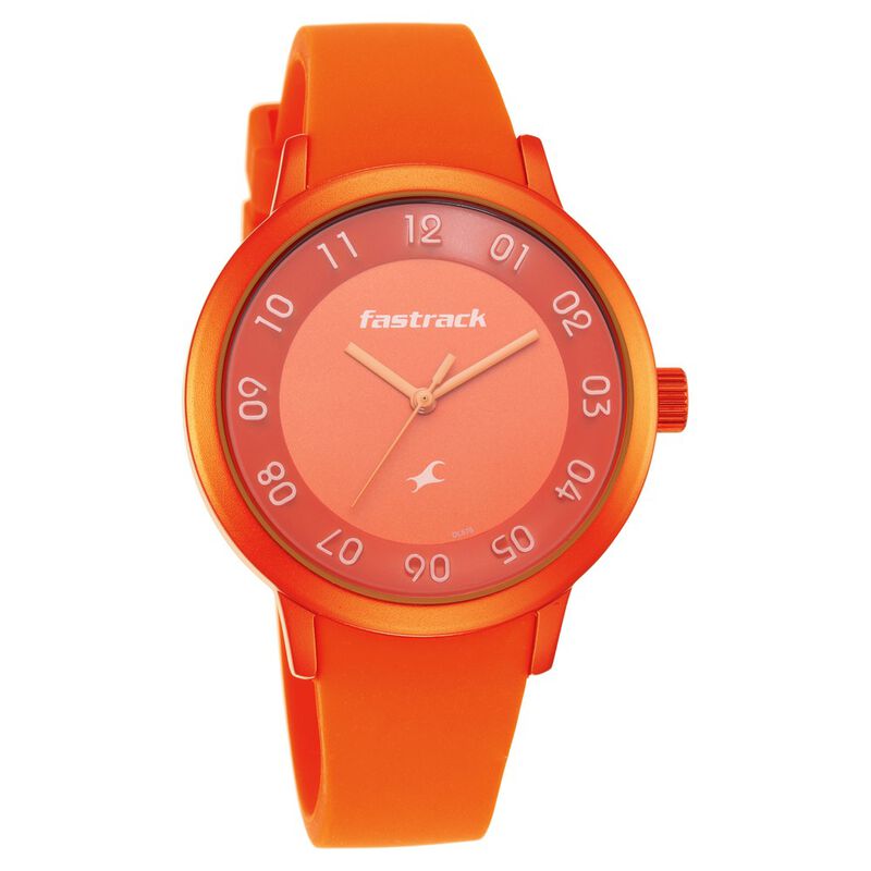 Buy Online Pop Colours Orange Dial Silicone Strap Watch for Girls ...