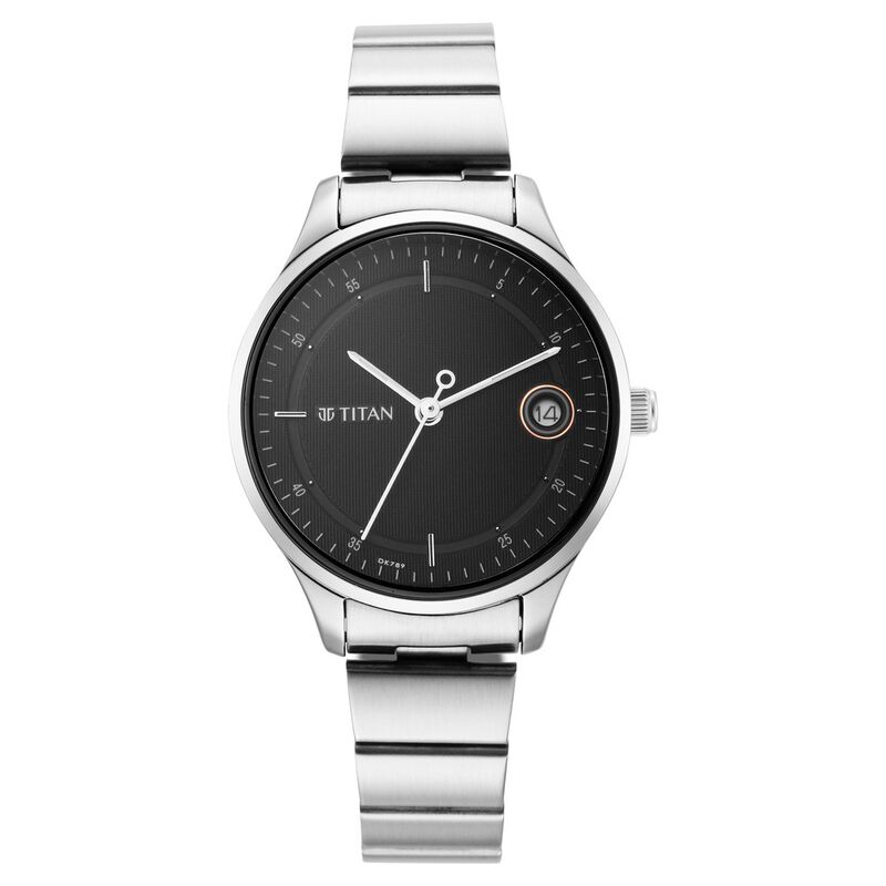 Buy Online Titan Workwear Black Dial Women Watch With Stainless Steel ...