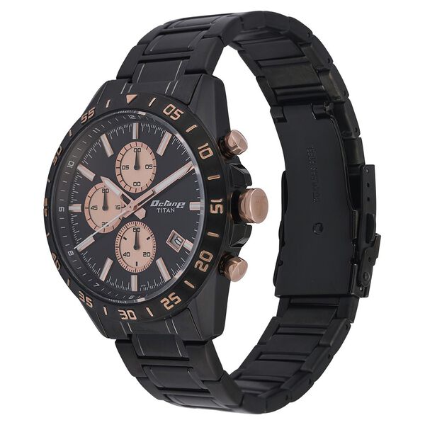 Buy Online Titan Quartz Chronograph Black Dial Stainless Steel Strap ...