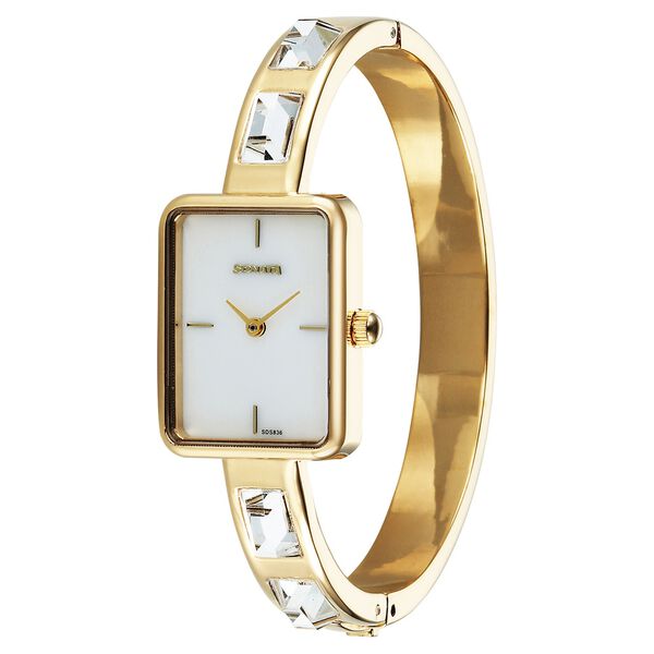 Buy Online Sonata Aura Quartz Analog White Mother of Pearl Dial Golden ...