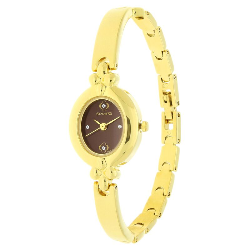 Buy Online Sonata Quartz Analog Brown Dial Metal Strap Watch for Women ...