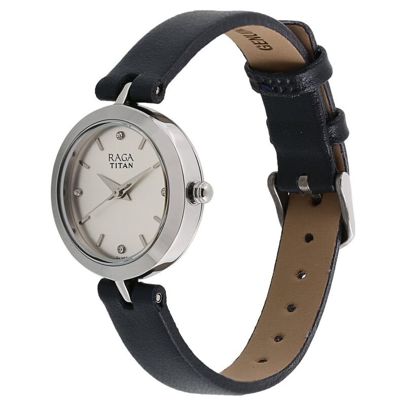 Buy Online Titan Raga White Dial Women Watch With Leather Strap ...