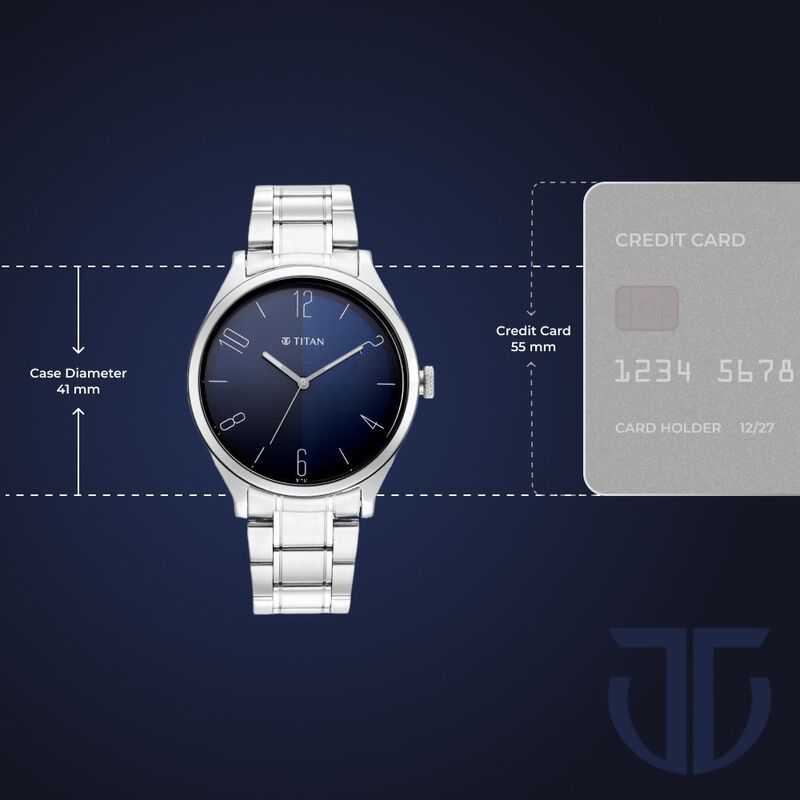 Buy Online Titan Quartz Analog Blue Dial Stainless Steel Strap Watch ...