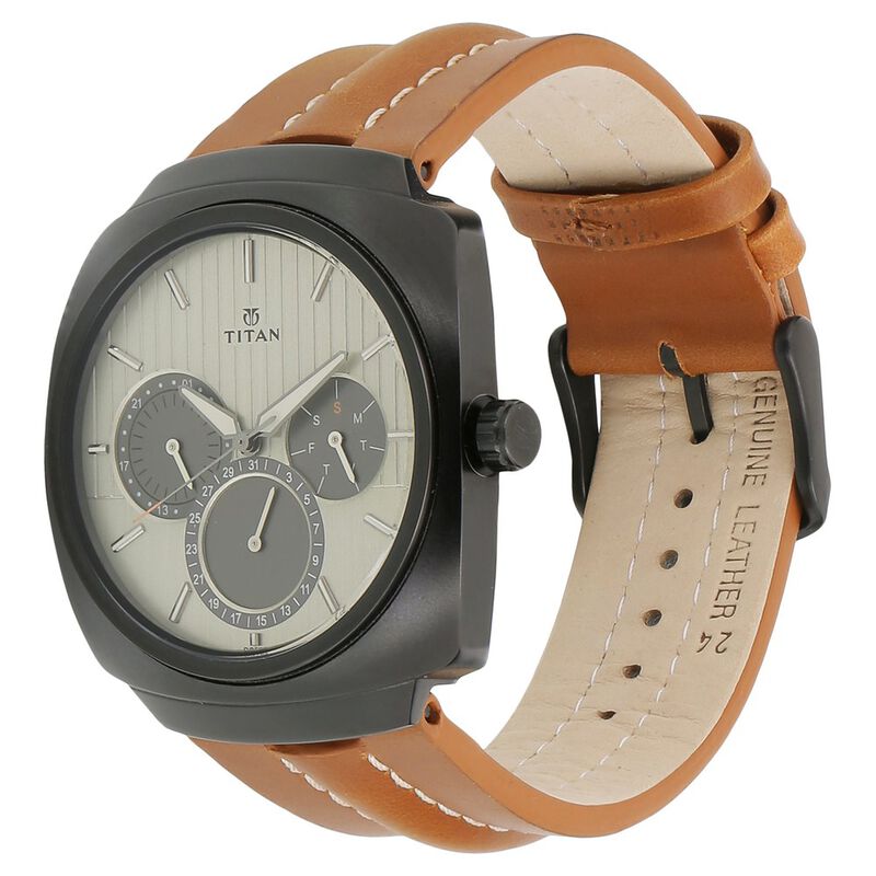 Buy Online Titan Quartz Multifunction Green Dial Leather Strap Watch ...