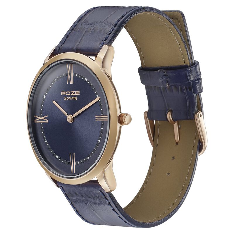 Buy Online Sonata Poze Quartz Analog Blue Dial Leather Strap Watch for ...