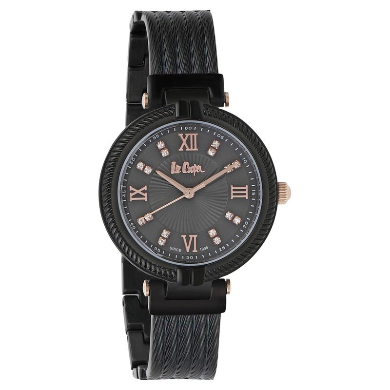 Buy Online Lee Cooper Quartz Analog Black Dial Metal Strap Watch for ...
