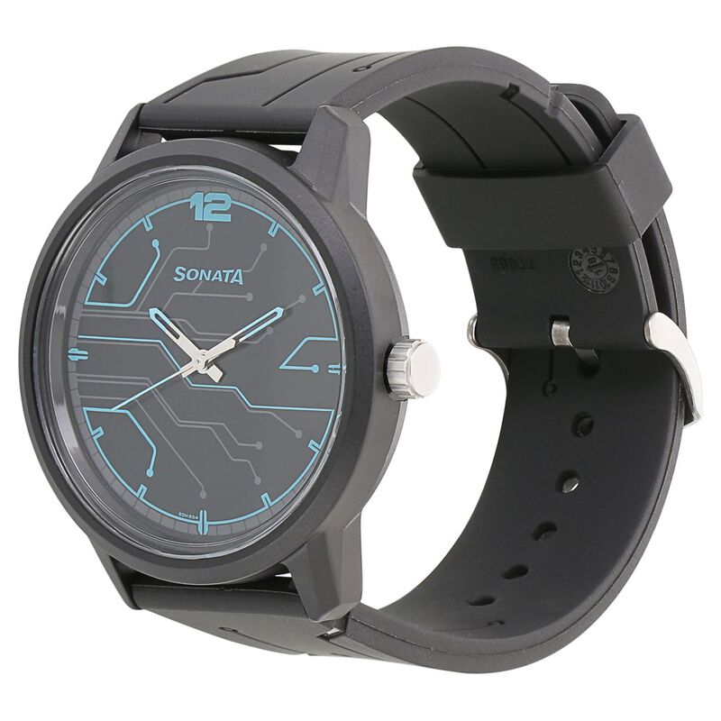 Buy Online Sonata Quartz Analog Black Dial Plastic Strap Watch for Men ...