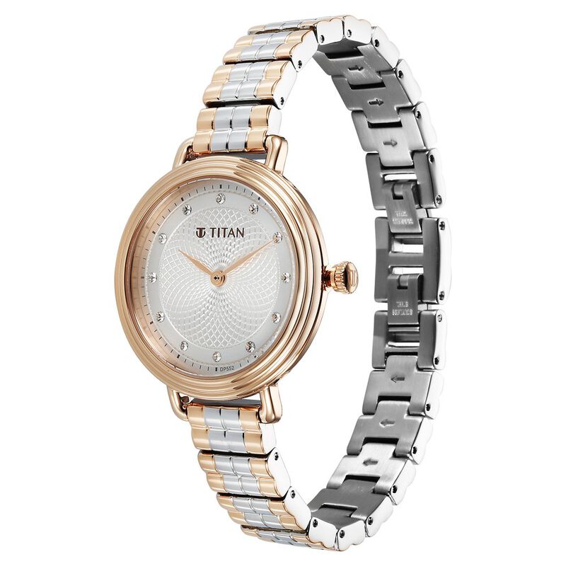 Buy Online Titan Aura Quartz Analog Silver Dial Stainless Steel Strap ...