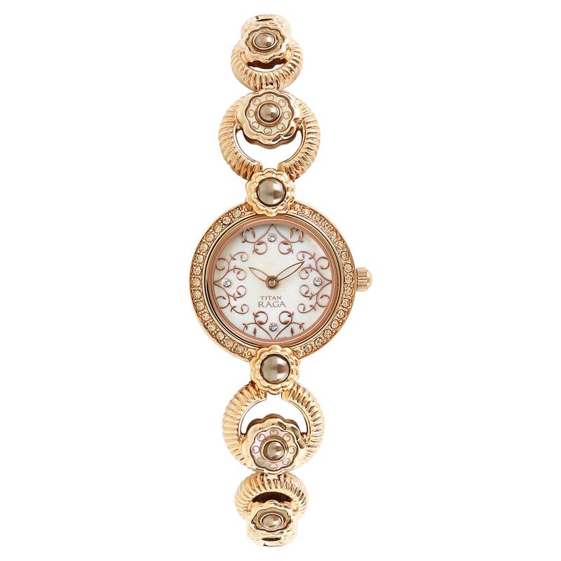 Buy Online Titan Quartz Analog Mother of Pearl Dial Metal Strap Watch ...