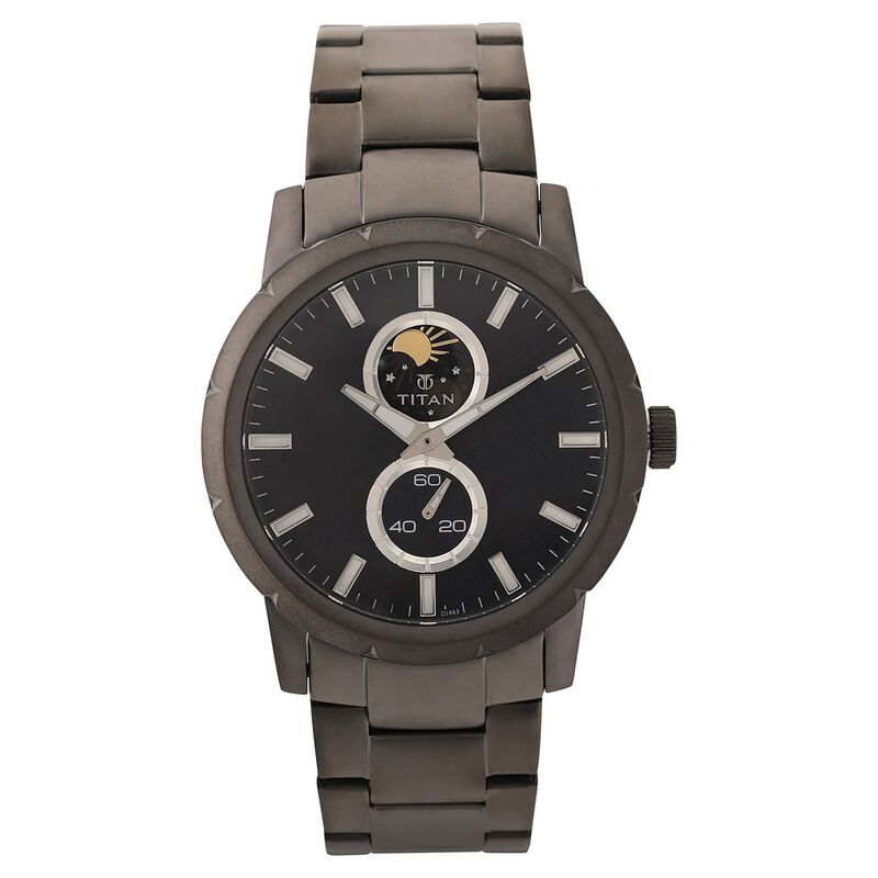 Buy Online Titan Moonphase Gun Dial Stainless Steel Strap watch for Men ...