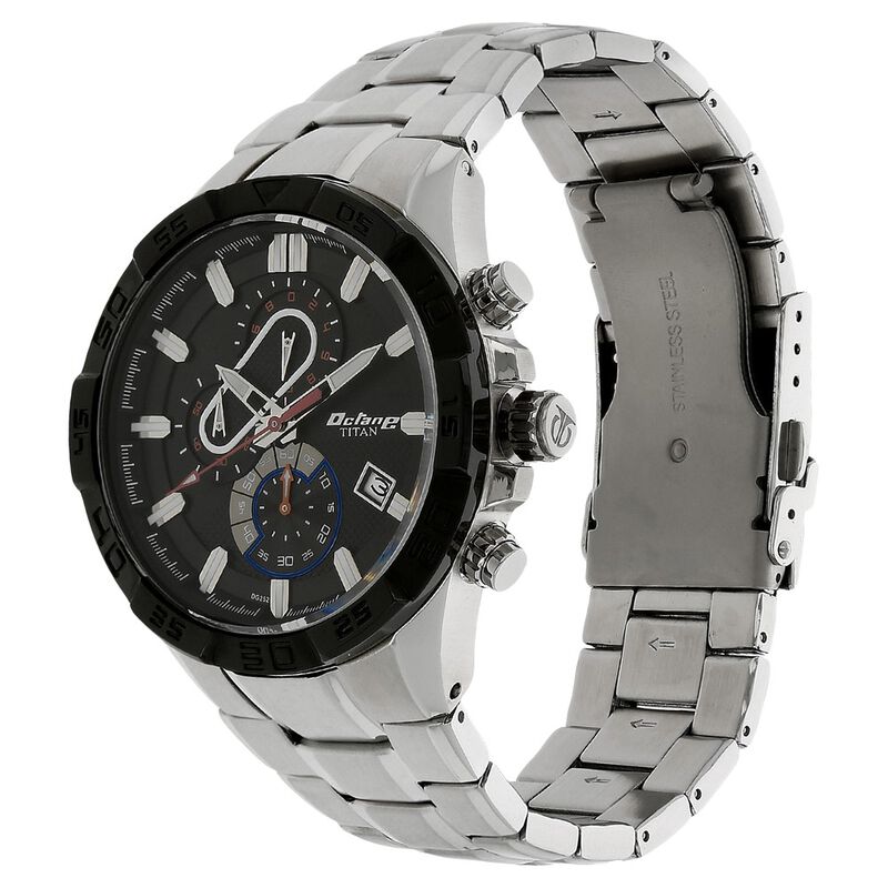 Buy Online Titan Quartz Chronograph Black Dial Stainless Steel Strap ...
