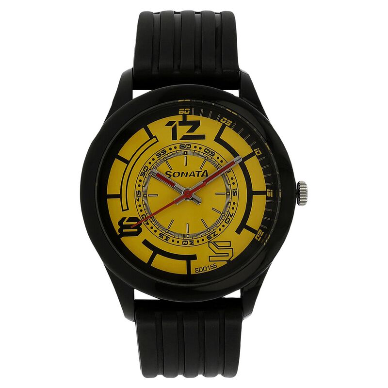 Buy Online SF Quartz Analog Yellow Dial Plastic Strap Watch for Men ...