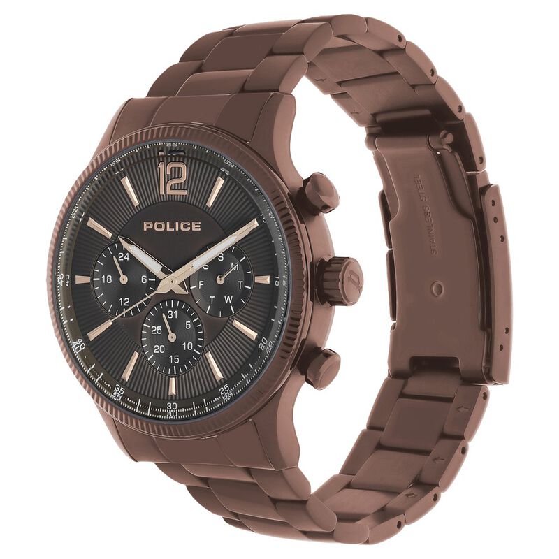 Buy Online Police Quartz Multifunction Brown Dial Stainless Steel Strap ...