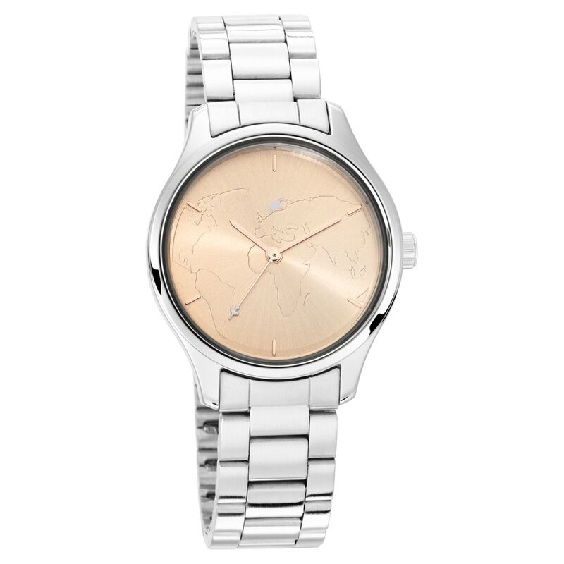Buy Online Fastrack Tripster Quartz Analog Rose Gold Dial Stainless ...