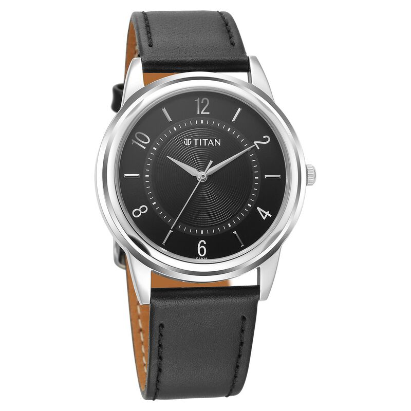 Buy Online Titan Karishma Zing Quartz Analog Black Dial Leather Strap ...