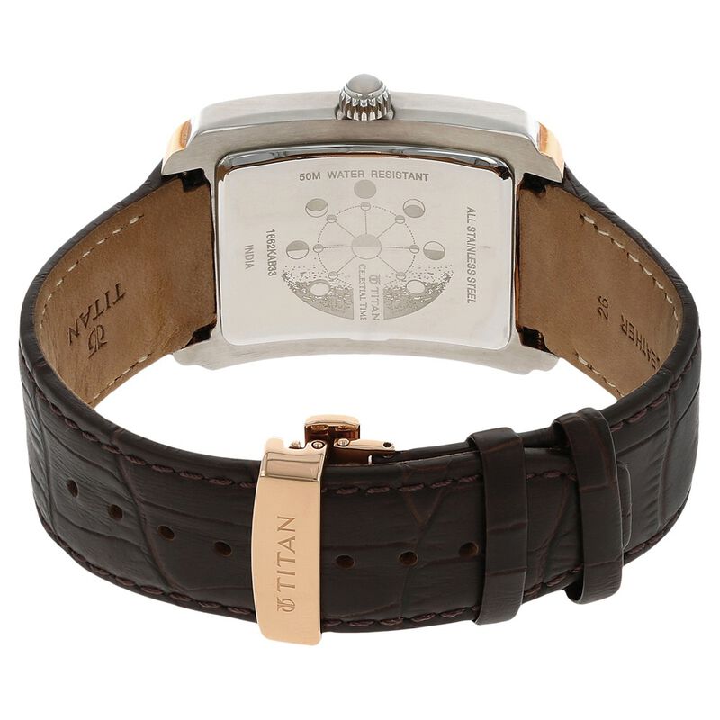 Buy Online Titan Moonphase White Dial Quartz Leather Strap watch for ...