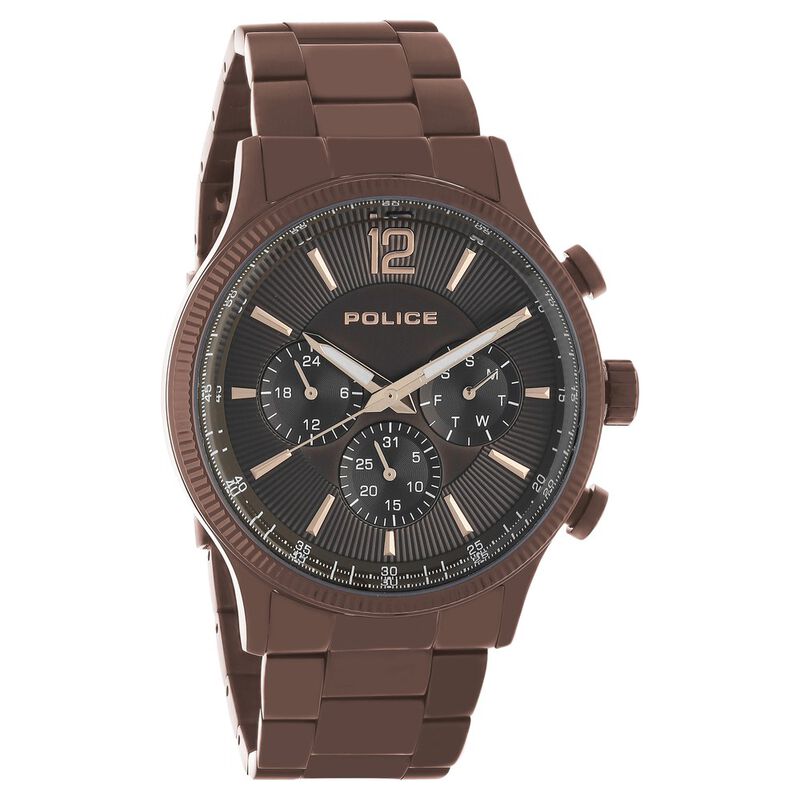 Buy Online Police Quartz Multifunction Brown Dial Stainless Steel Strap ...