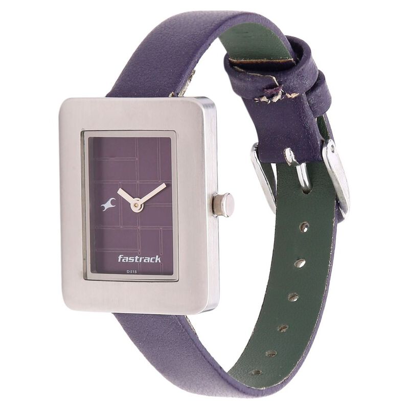Buy Online Fastrack Quartz Analog Purple Dial Leather Strap Watch for ...
