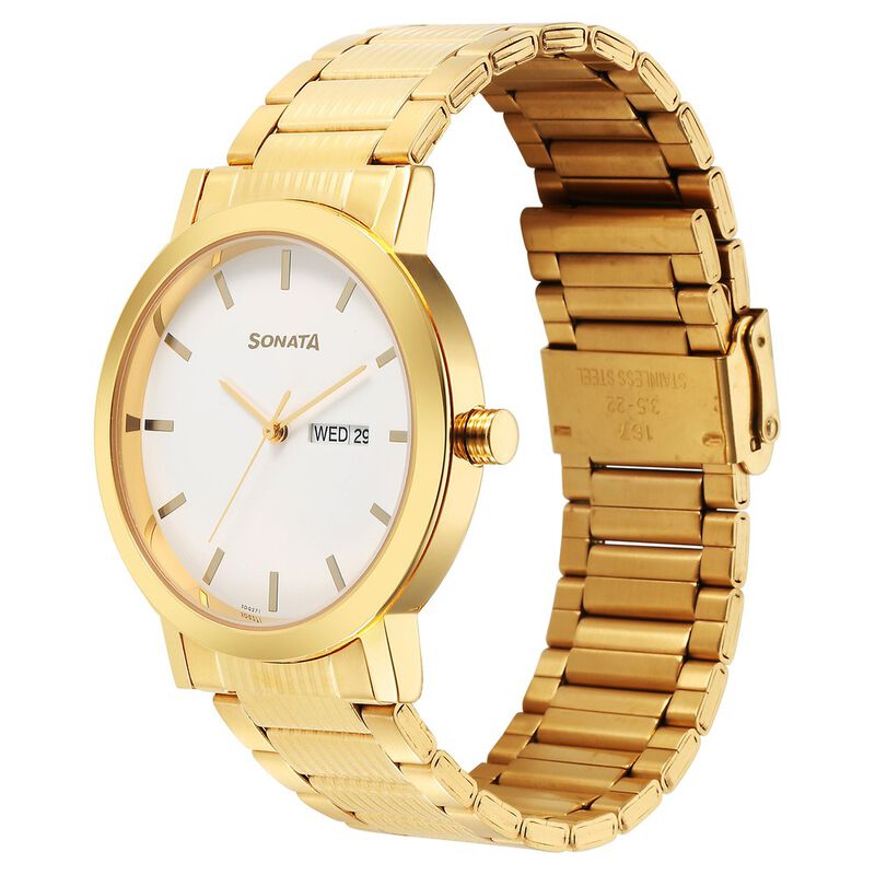 Buy Online Sonata Utsav Quartz Analog with Day and Date White Dial ...