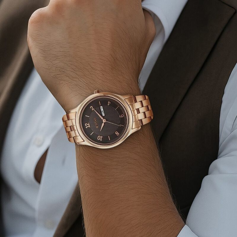 Buy Online Titan Karishma Brown Dial Analog with Day and Date Stainless ...