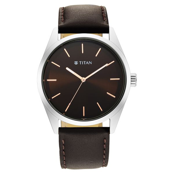 Buy Online Titan Workwear Brown Dial Analog Leather Strap Watch Men ...