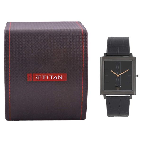 Buy Online Titan Edge Quartz Analog Black Dial Black Leather Strap ...