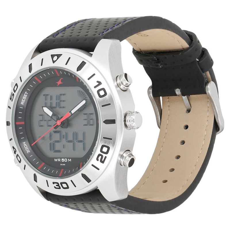 Buy Online Fastrack Quartz Analog Digital Red Dial Leather Strap Watch ...
