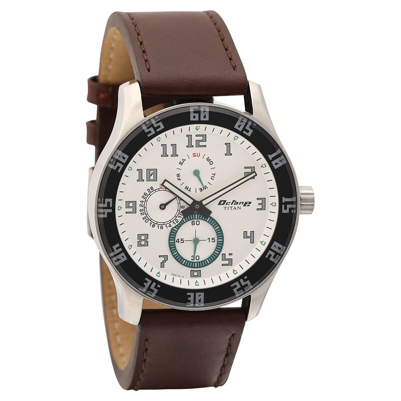 Buy Online Titan Quartz Multifunction Silver Dial Quartz Leather Strap ...