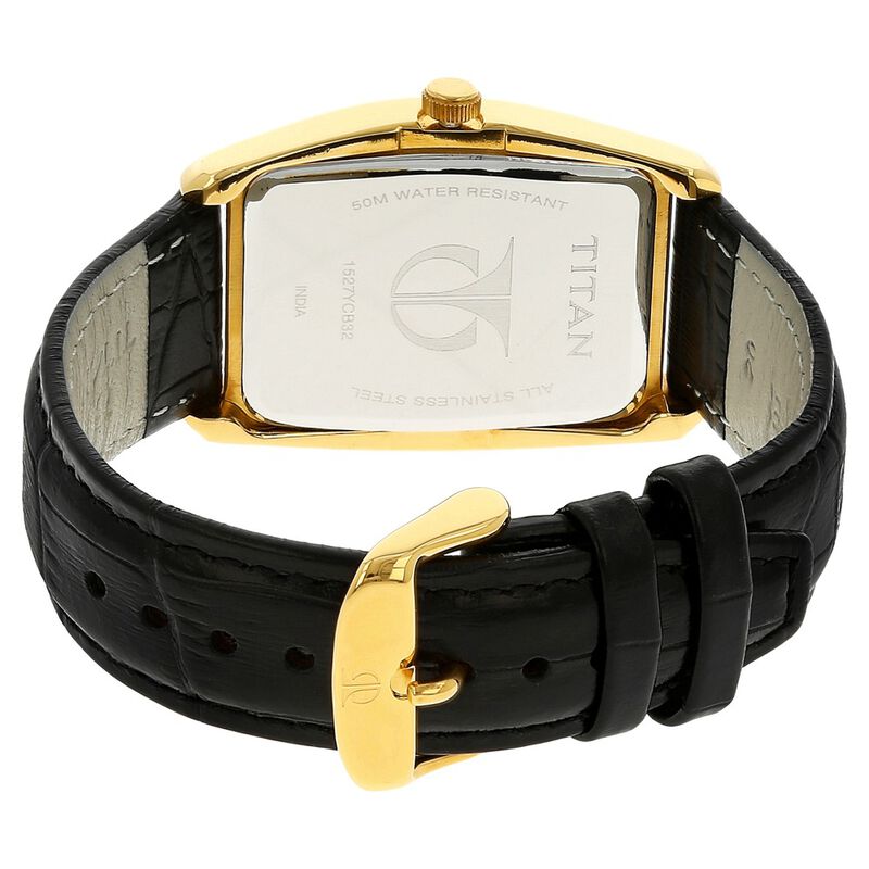 Buy Online Titan Tycoon White Dial Analog with Date Leather Strap watch ...